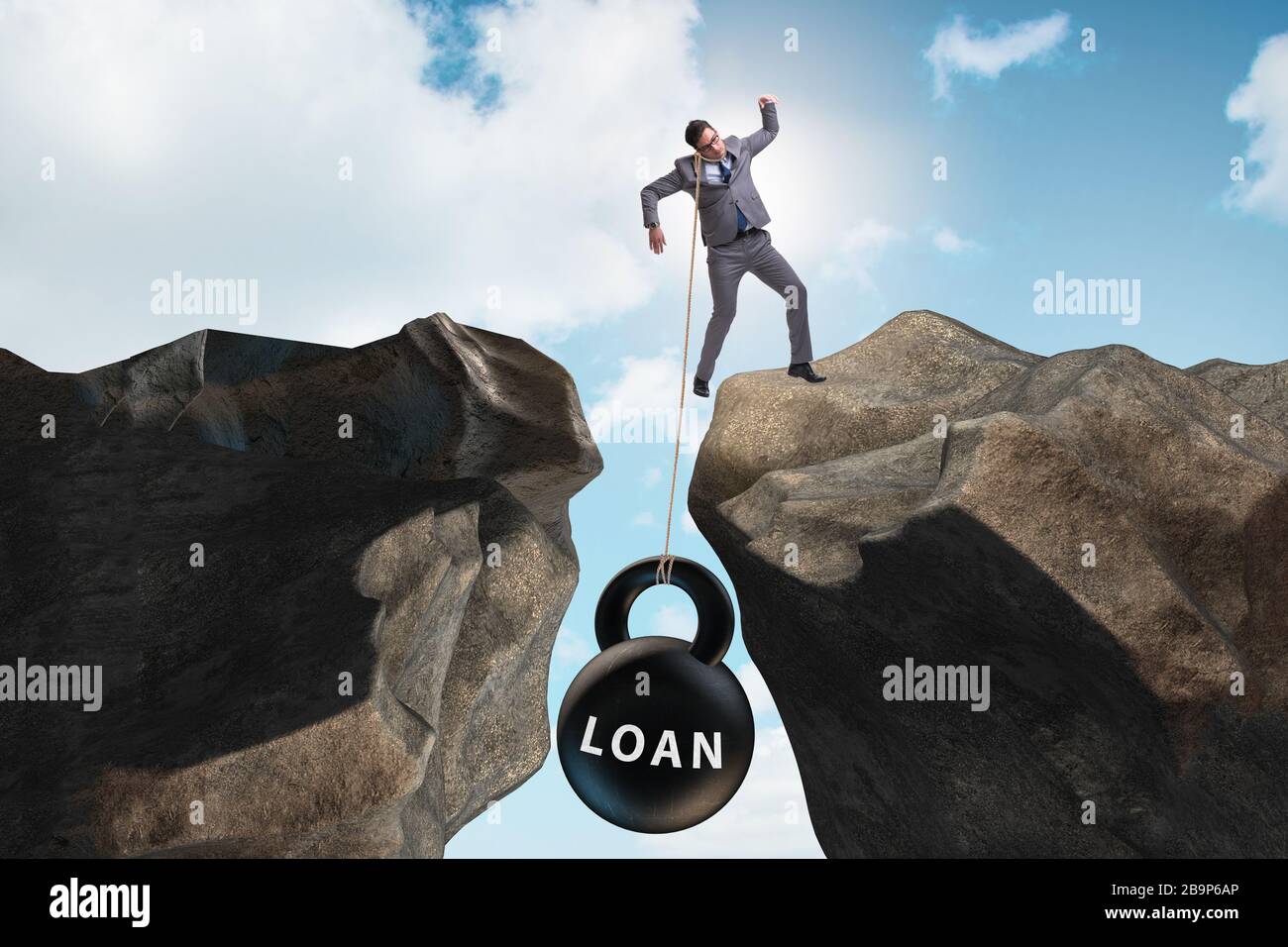 The concept of debt and load with businessman Stock Photo - Alamy