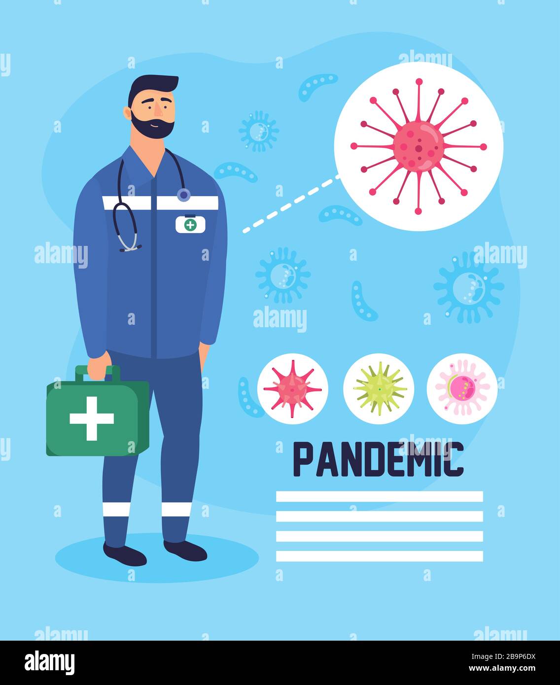 doctor with covid 19 particles character Stock Vector Image & Art - Alamy