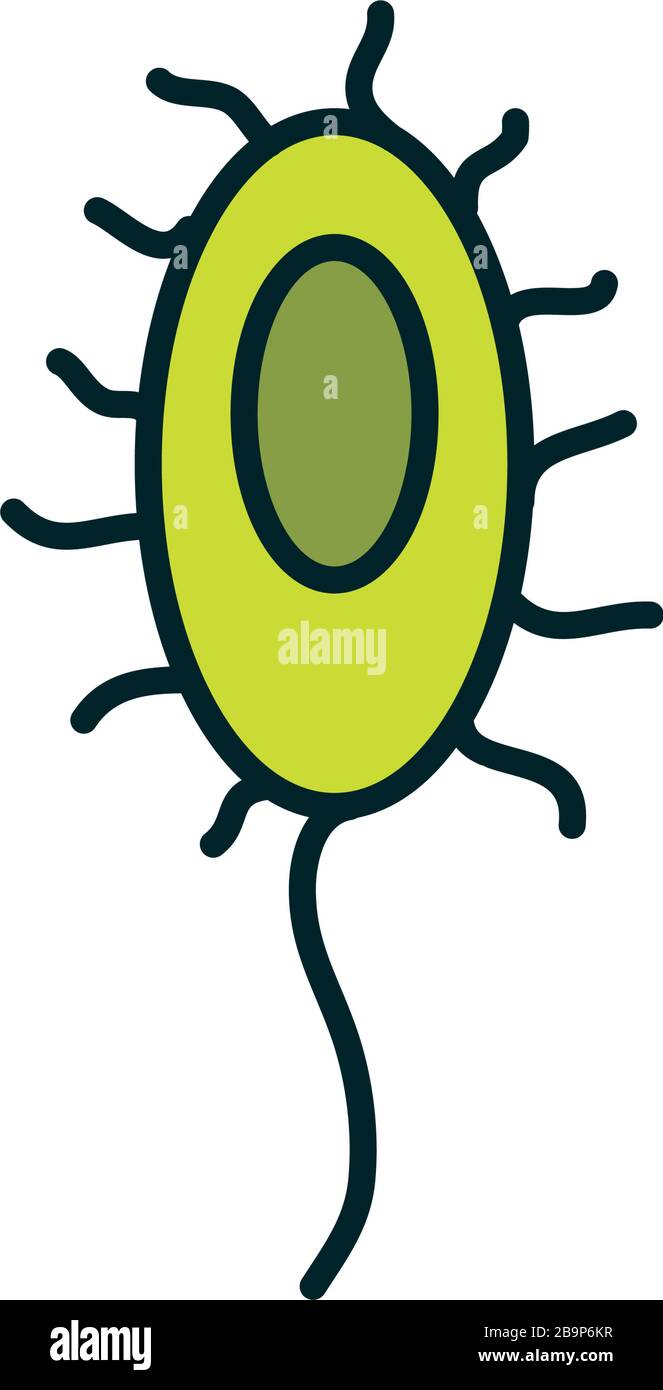 Virus with legs line and fill style icon design, Bacterium organism ...