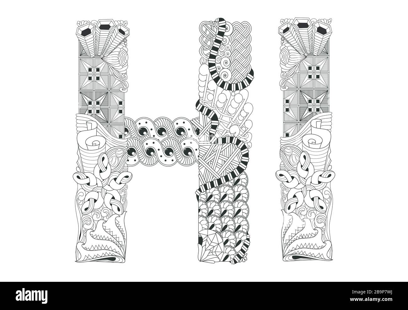 Word HI for coloring. Vector decorative zentangle object Stock Vector ...