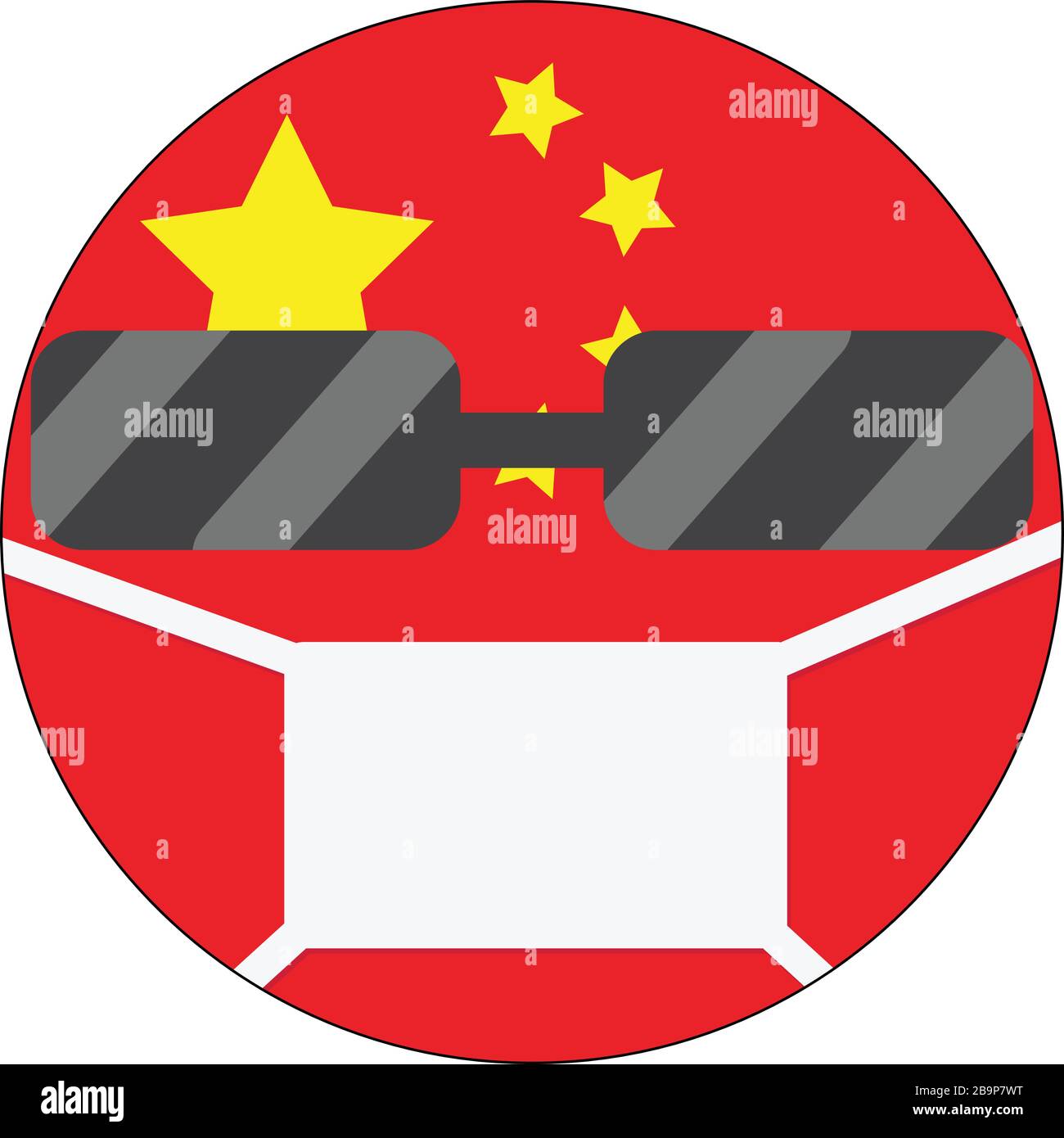 Chinese sick emoji. Chinese flag emoji wearing a mask to protect from ...
