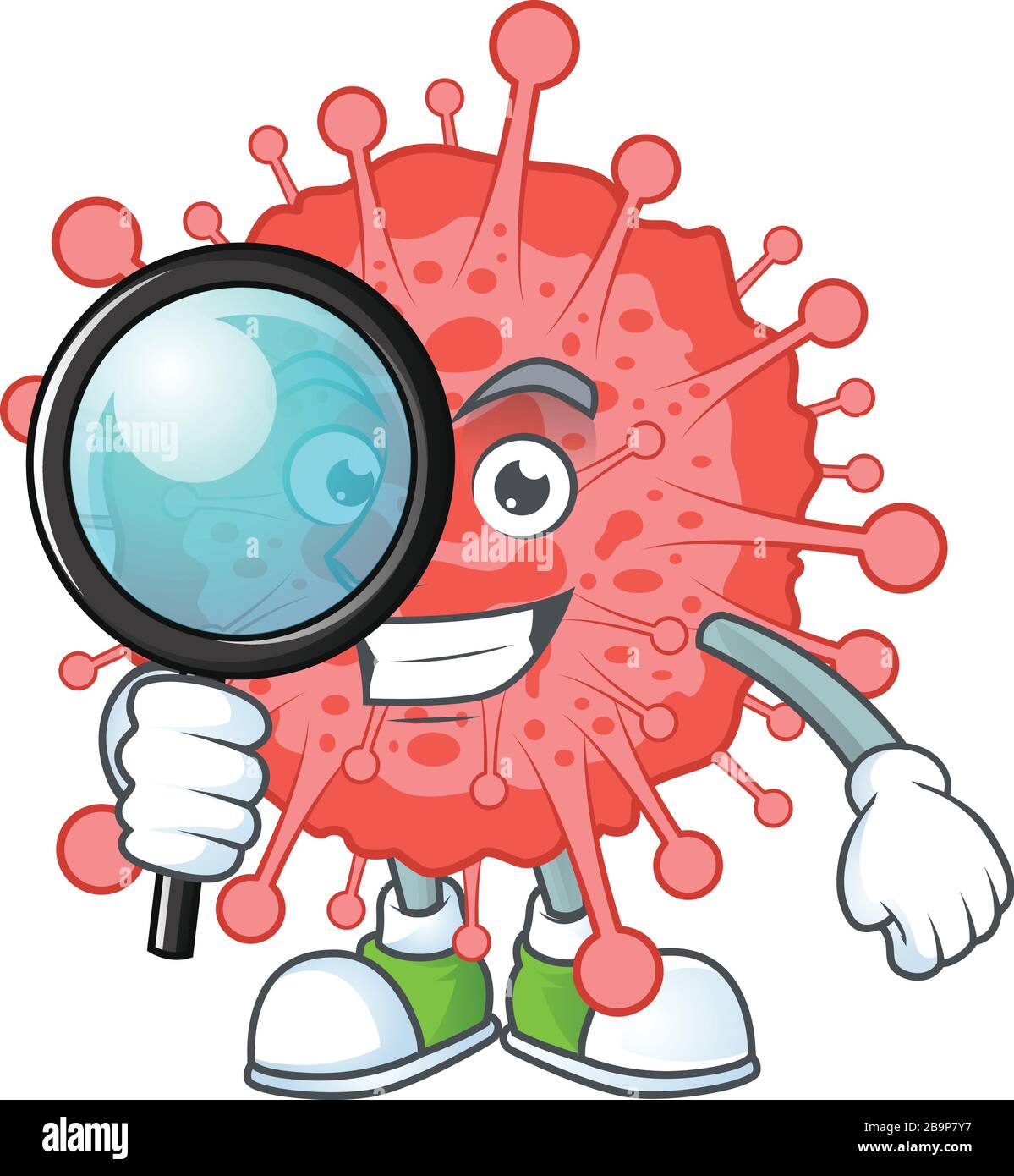 Cool and Smart coronavirus disaster Detective mascot design style Stock ...