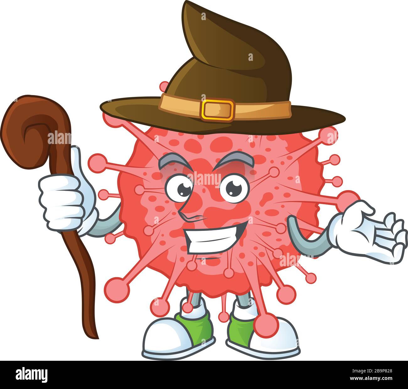 sweet and tricky Witch coronavirus disaster cartoon character Stock ...
