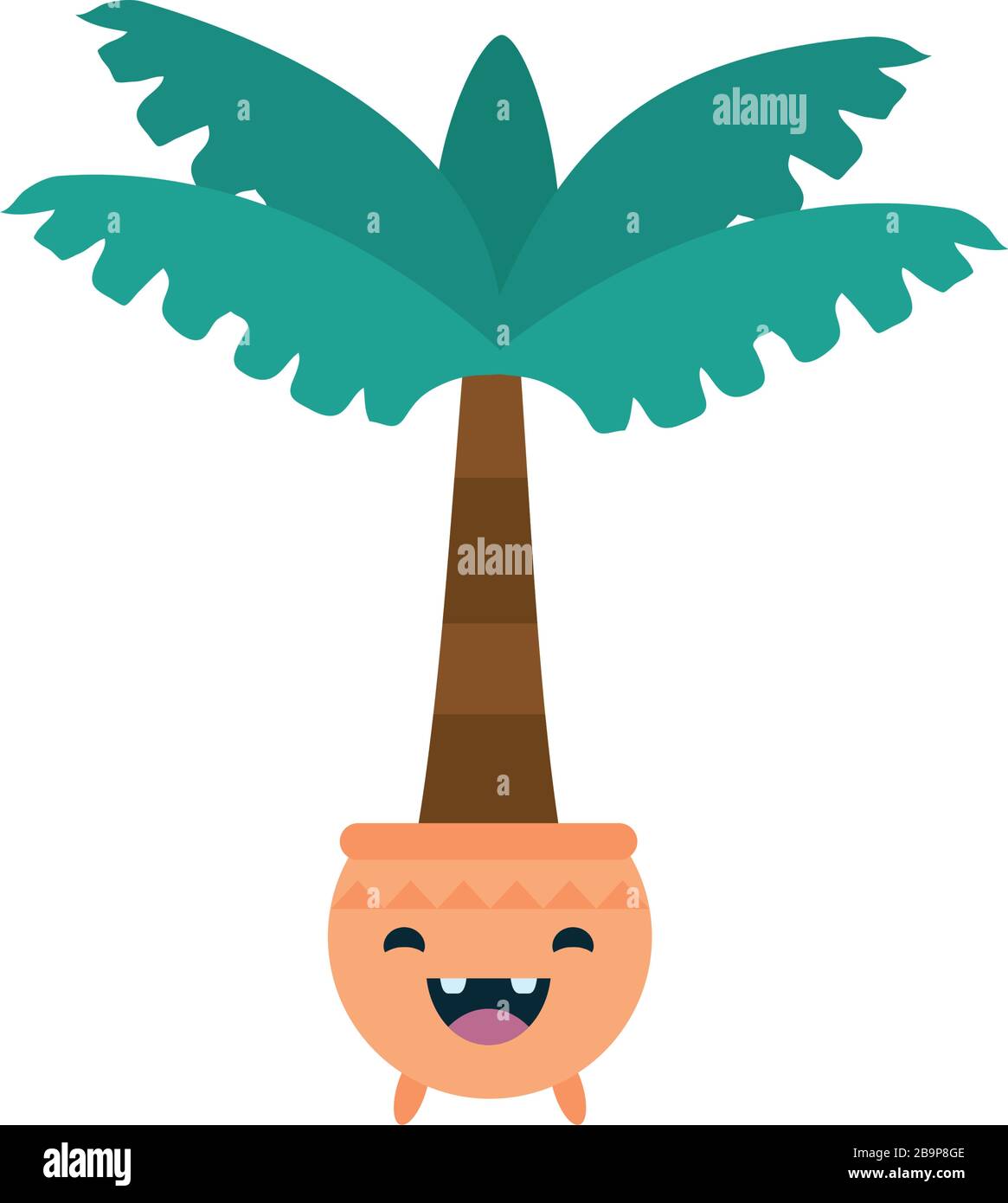 Kawaii palm tree plant inside pot flat style icon design of Plant ...