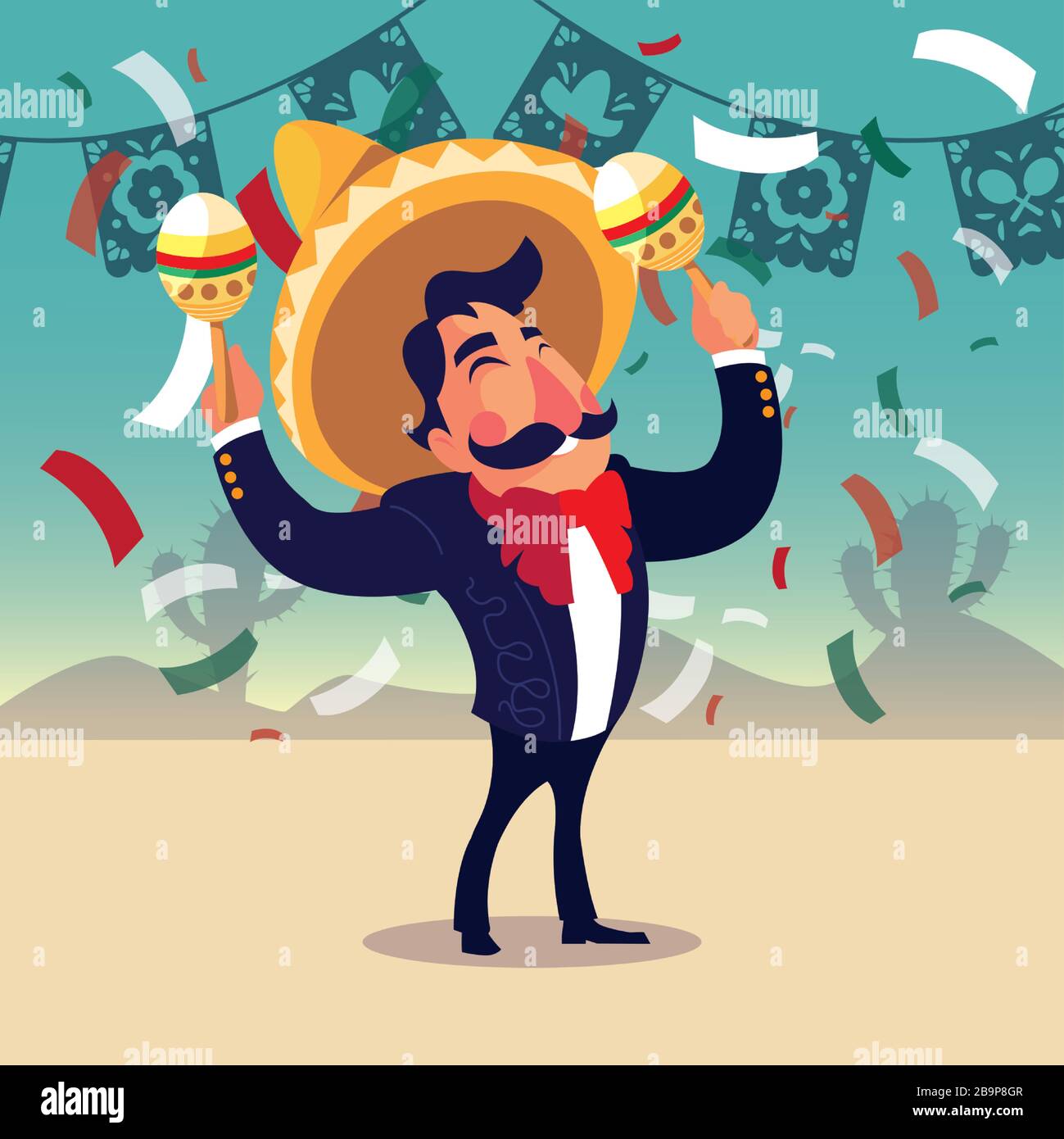 Mexican mariachi with maracas, typical musical instrument vector ...