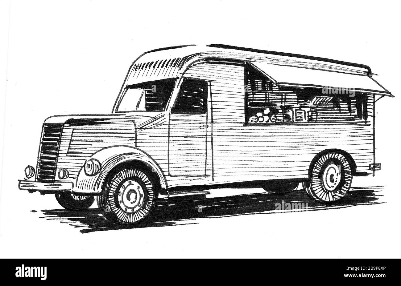 Cafe car illustration Black and White Stock Photos & Images - Alamy