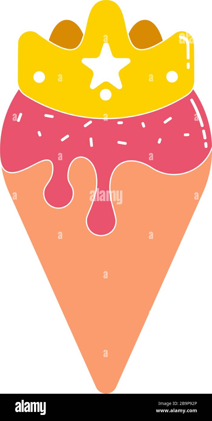 ice cream cone melting colorful geometric crown design logo vector ...