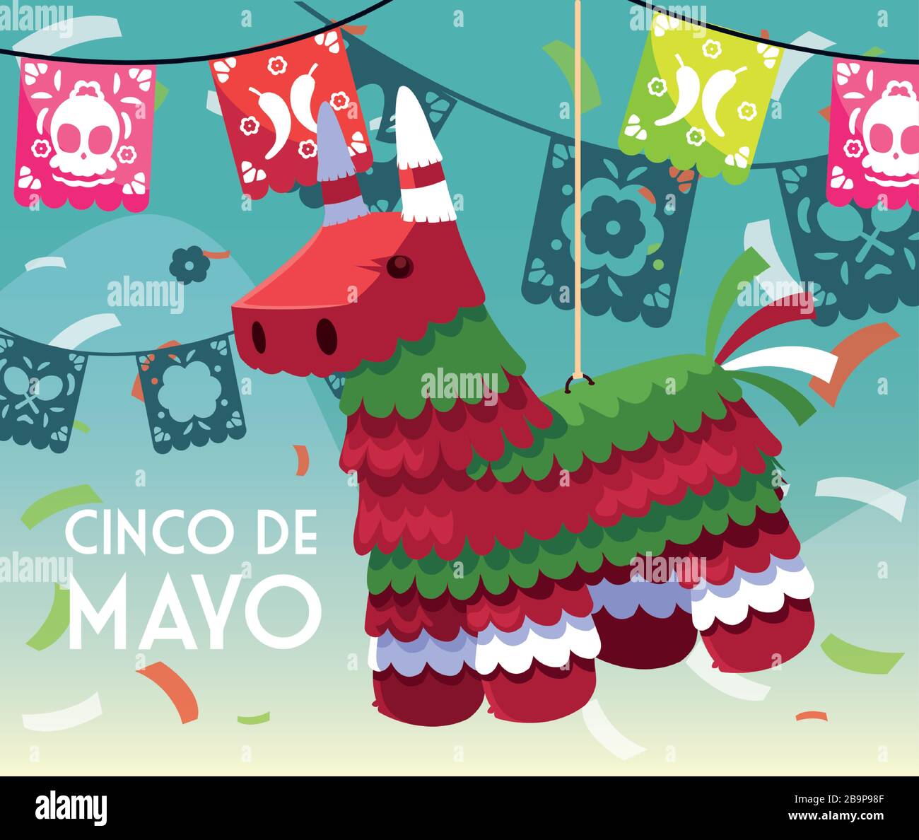 cinco de mayo card of greeting with mexican party pinata vector ...