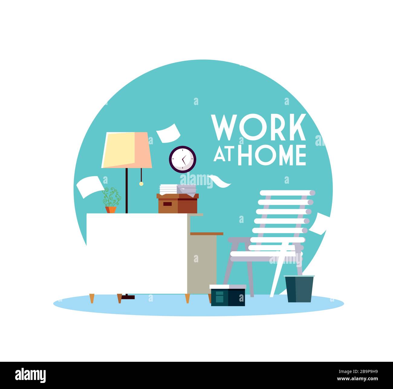 label work at home, workspace vector illustration design Stock Vector ...