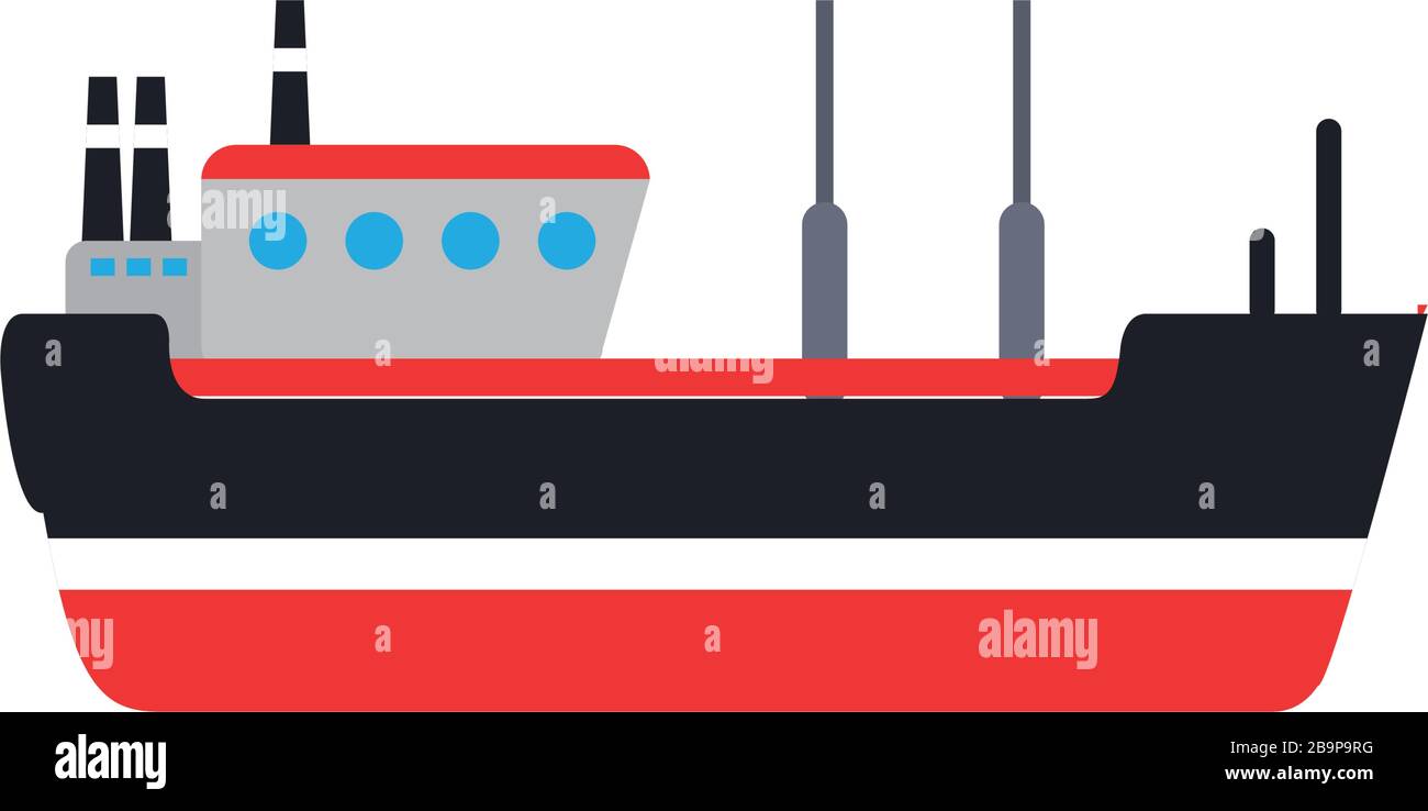 petrol tanker ship icon over white background, flat style, vector ...