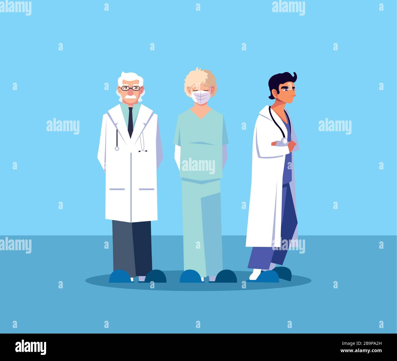 doctors men standing, medical team vector illustration design Stock ...