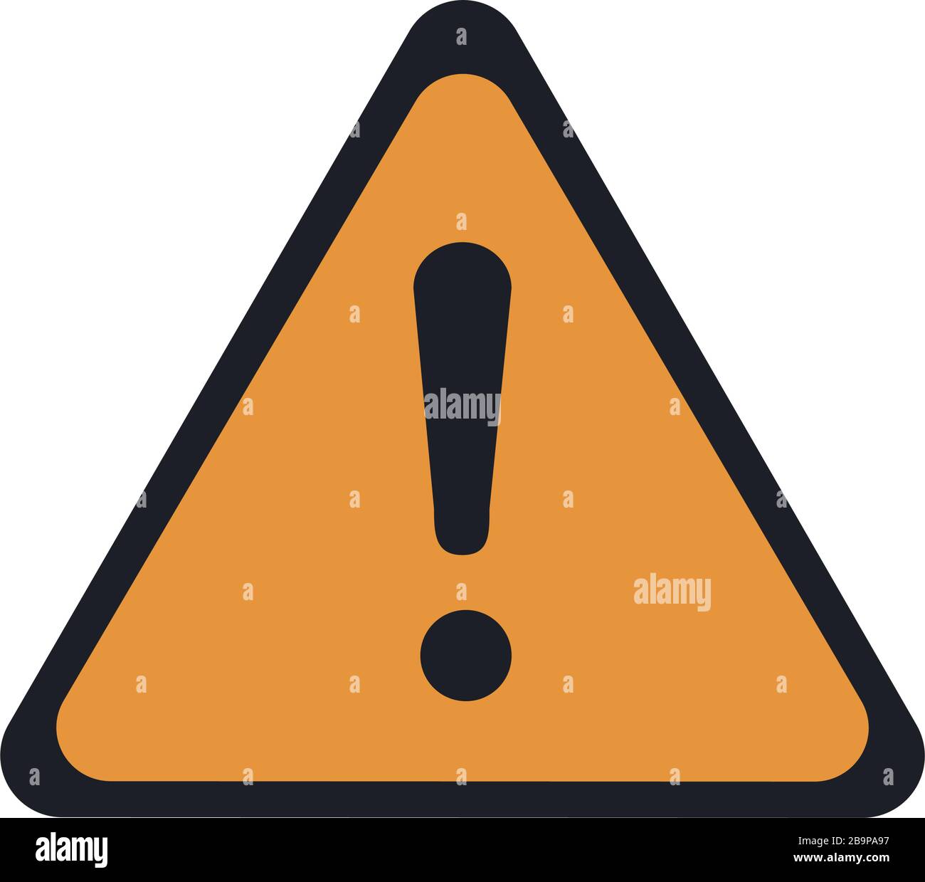 warning sign icon over white background, flat style, vector ...