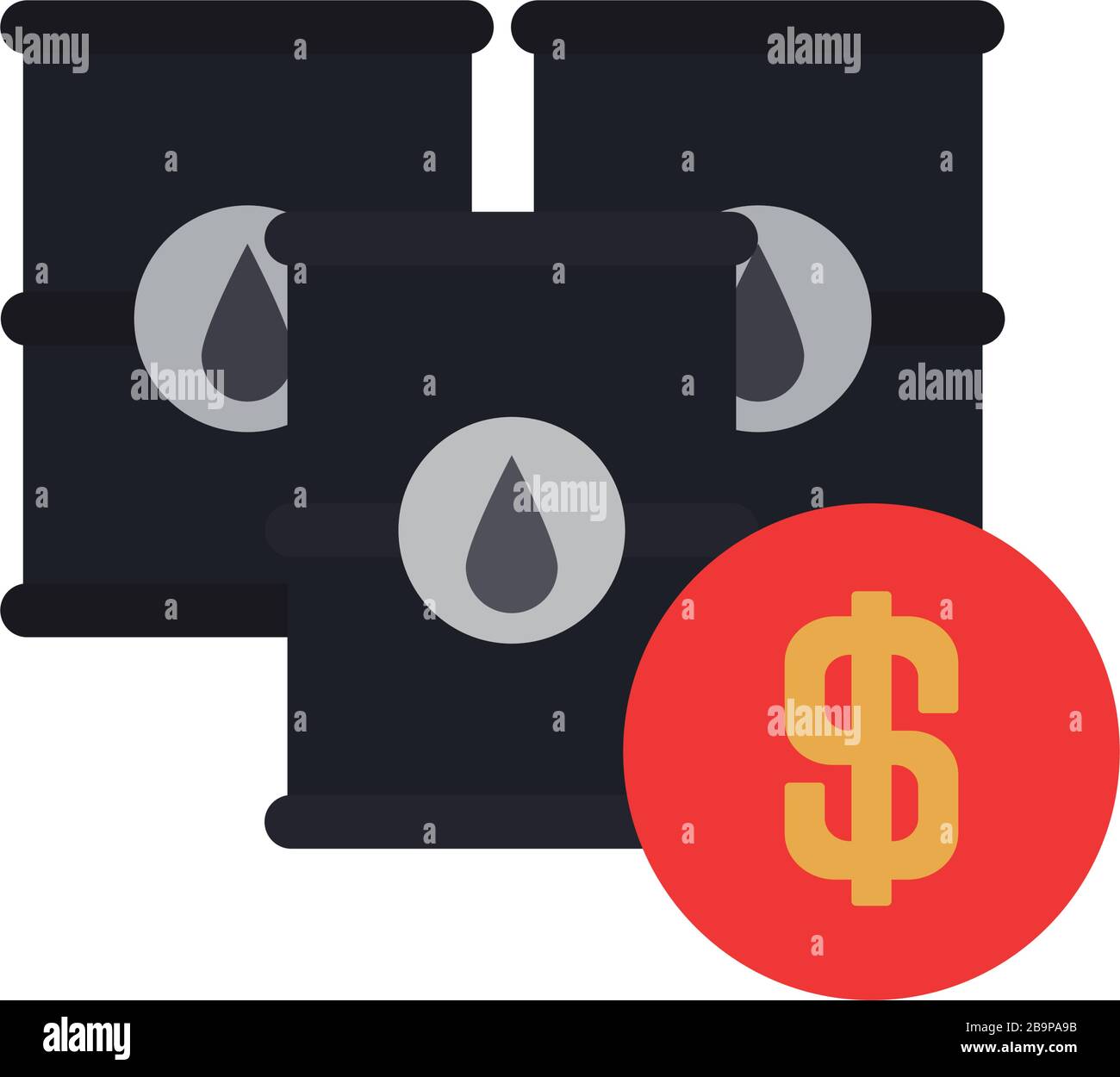 oil barrels and money symbol icon over white background, flat style ...