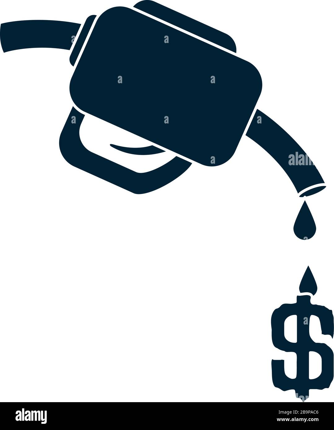 oil nozzle with money symbol icon over white background, silhouette style, vector illustration ...