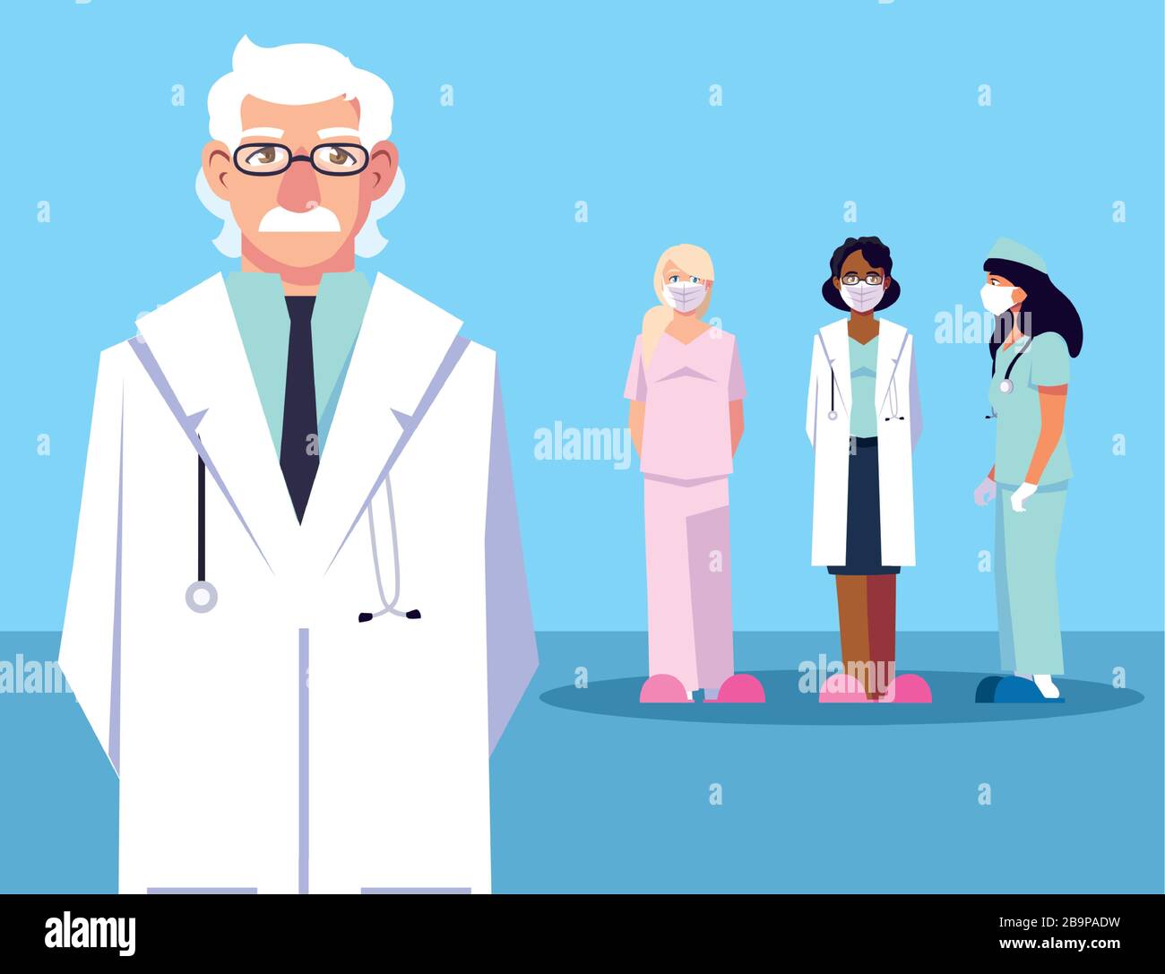 group of doctors , staff and medical team vector illustration design ...