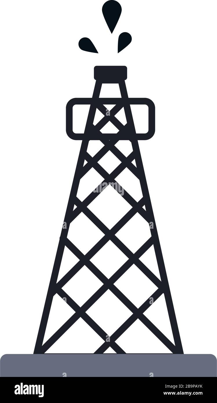 Drilling rig Petroleum icon over white background, flat style, vector ...