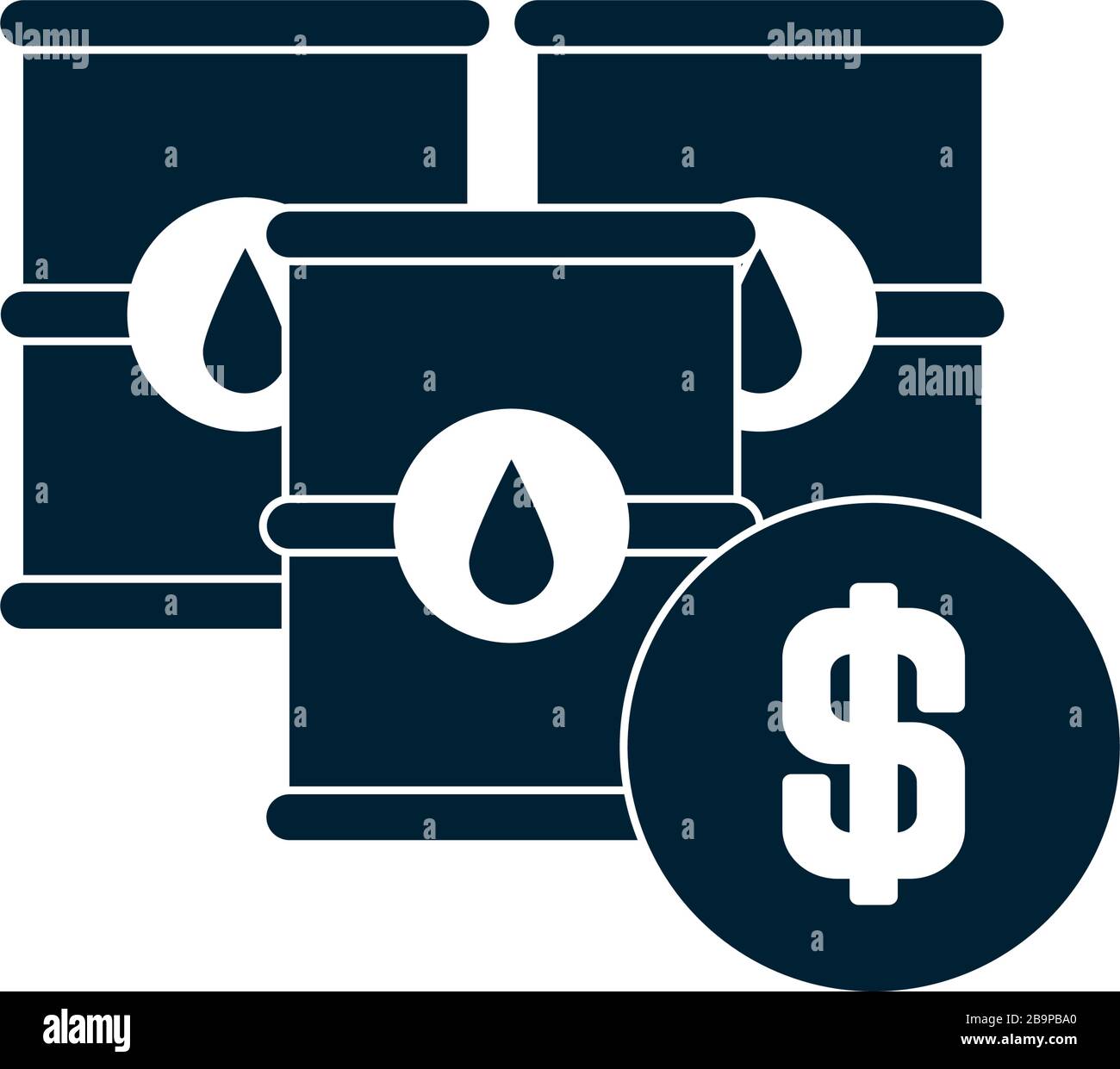 oil barrels and money symbol icon over white background, silhouette ...
