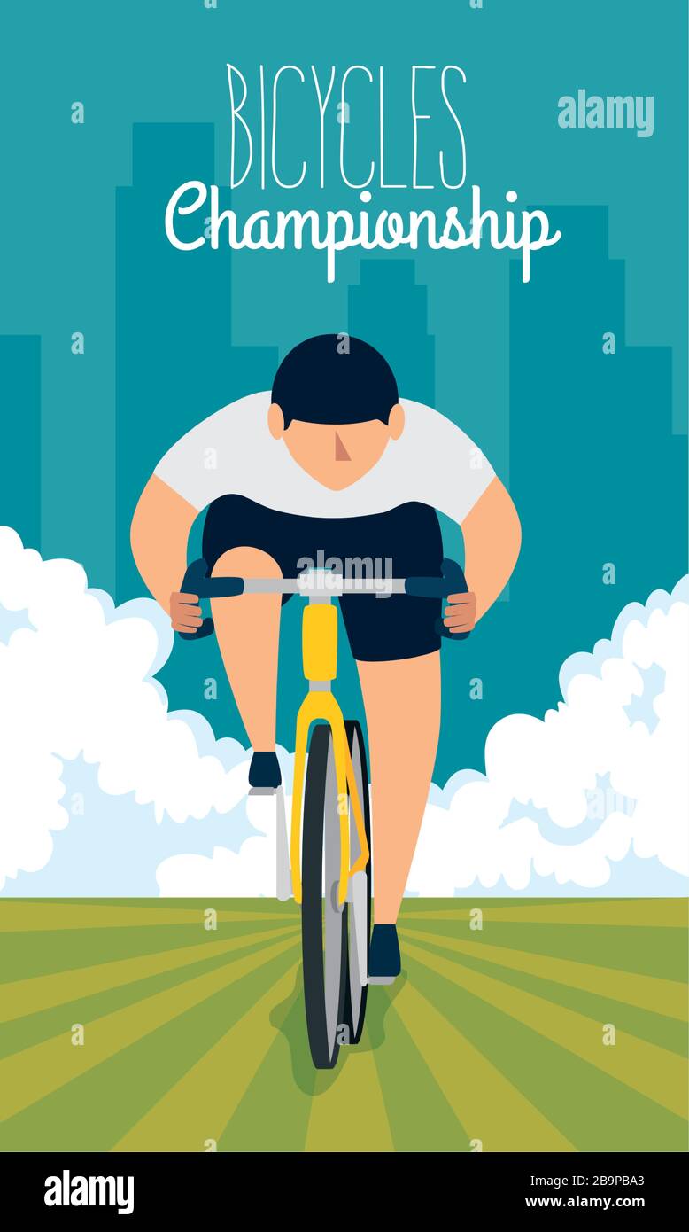 bicycles championship poster with man in bike Stock Vector Image & Art ...