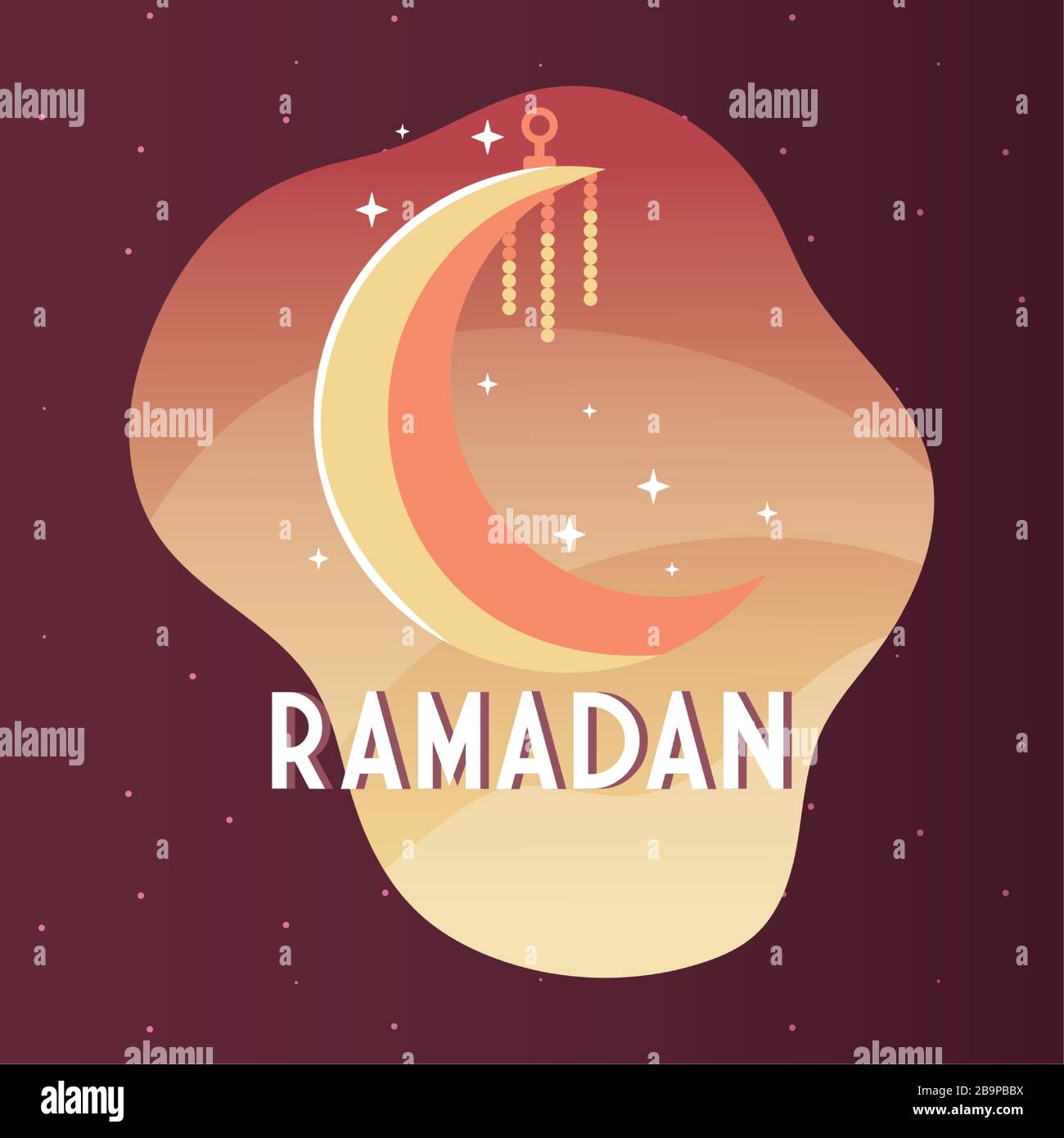 crescent moon with label ramadan vector illustration design Stock ...
