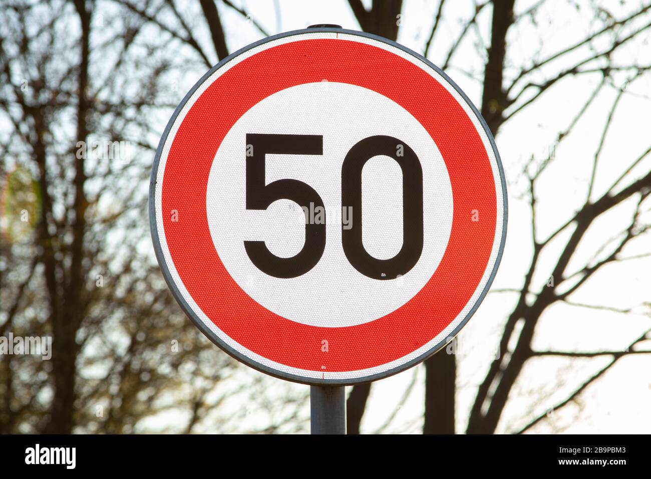 german speed limit sign 50 kmh Stock Photo - Alamy