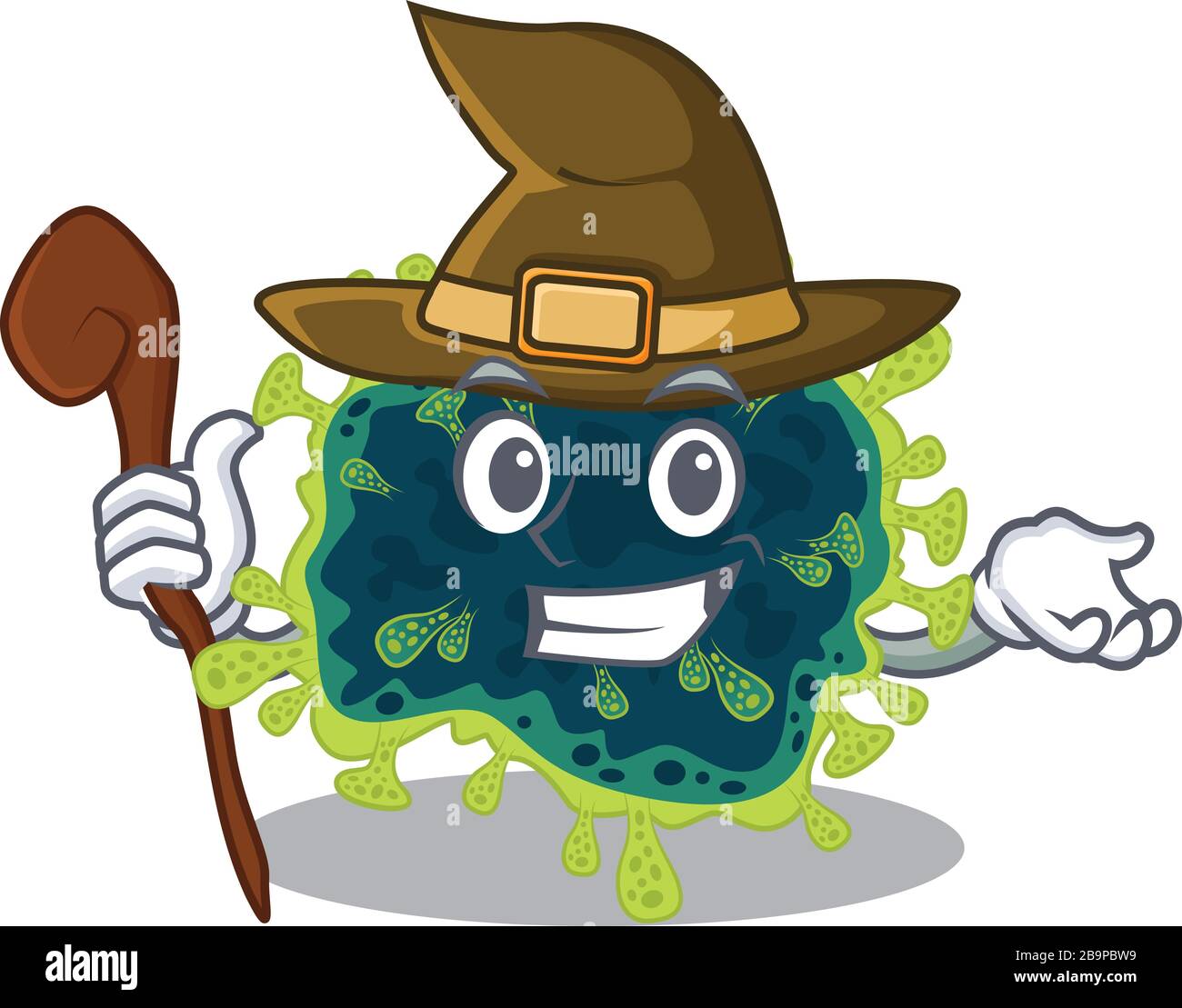 Cute and sneaky Witch beta coronavirus cartoon design style Stock ...