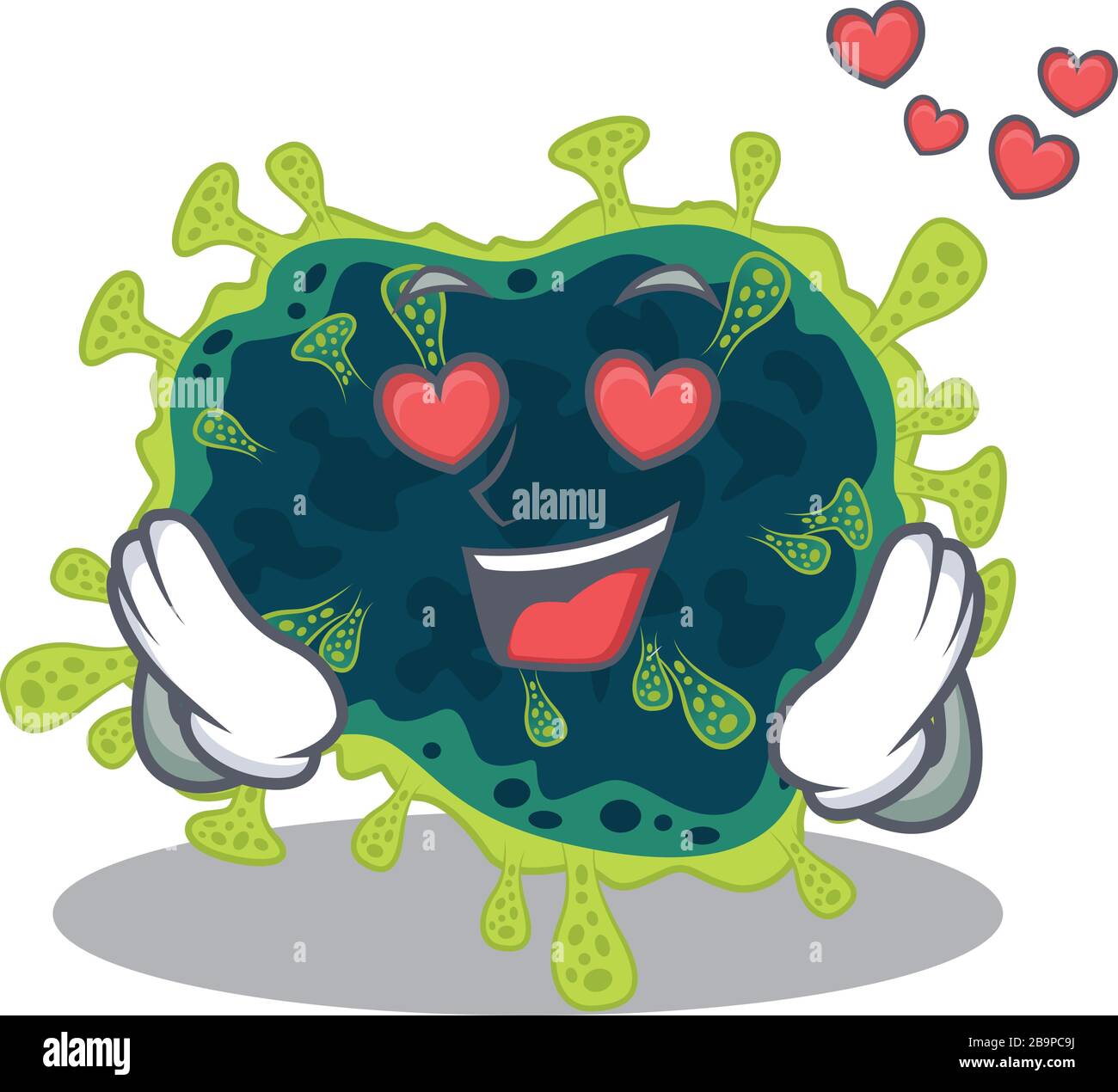 cute beta coronavirus cartoon character showing a falling in love face ...