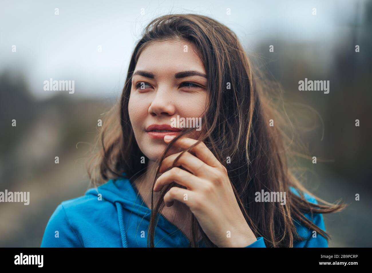 close up Portrait of beautiful mixed race Caucasian young woman with ...