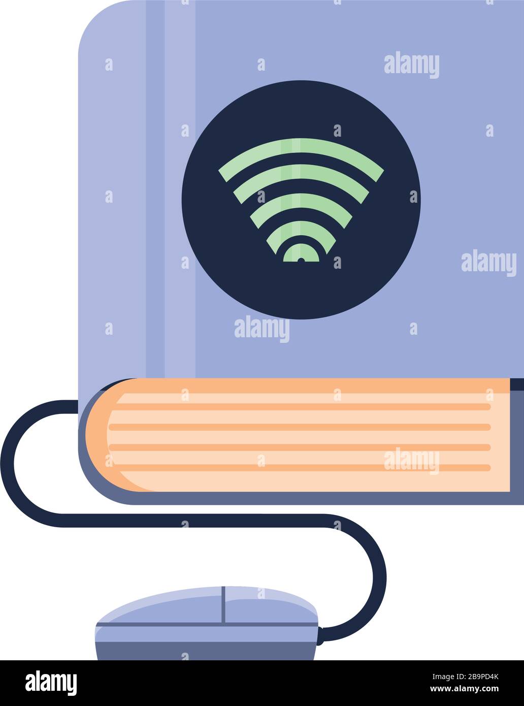 book and computer mouse, online education, training or learning vector ...