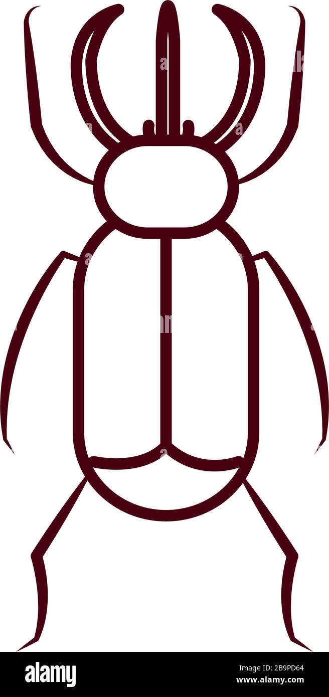 Beetle Insect Icon Over White Background Line Style Vector