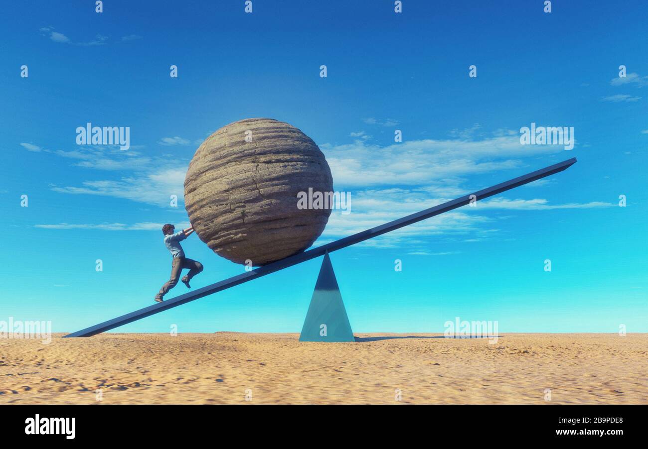 Pushing rock illustration hi-res stock photography and images - Alamy