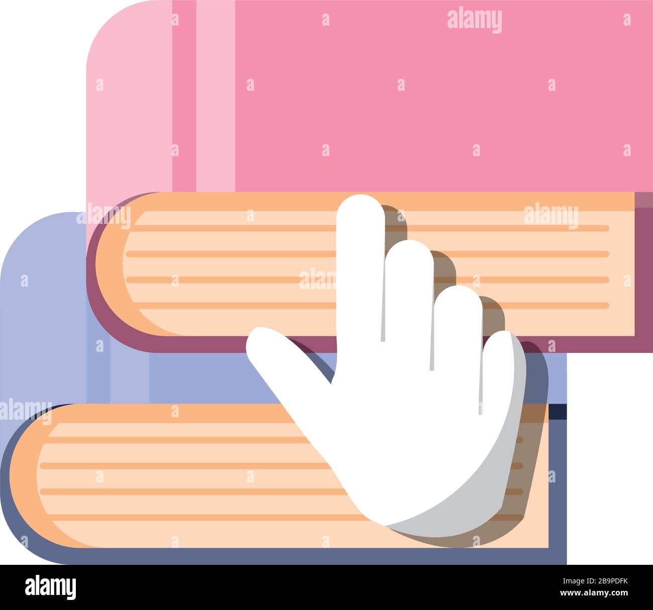 stack of books with pointer on white background vector illustration ...
