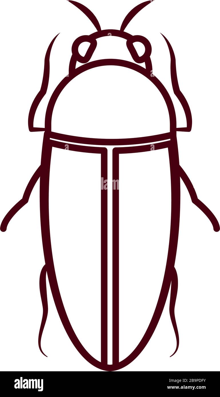 Bug Insect Icon Over White Background Line Style Vector Illustration