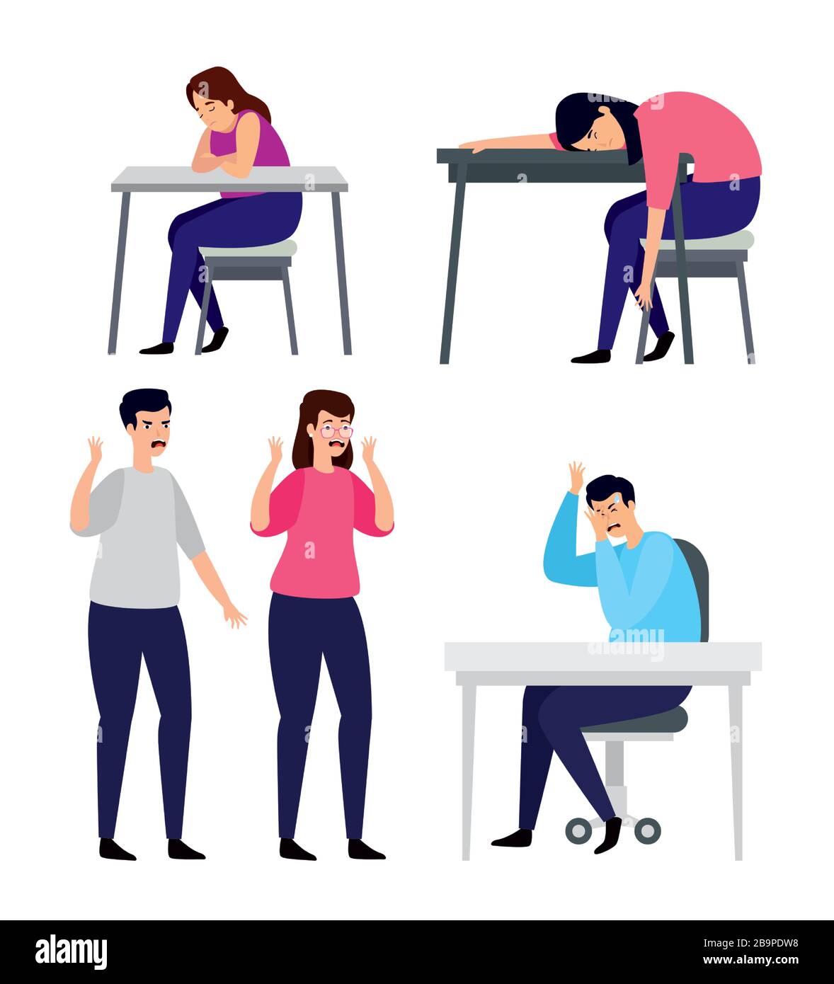 Stressed group Stock Vector Images - Alamy