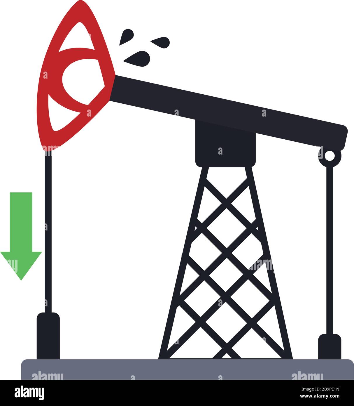 arrow down and oil pump icon over white background, flat style, vector ...