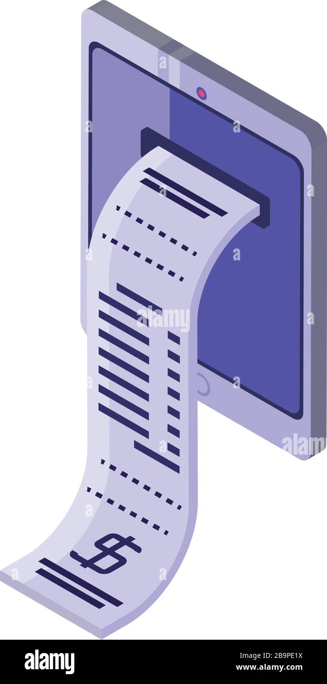 tablet screen with payment ticket on white background vector ...