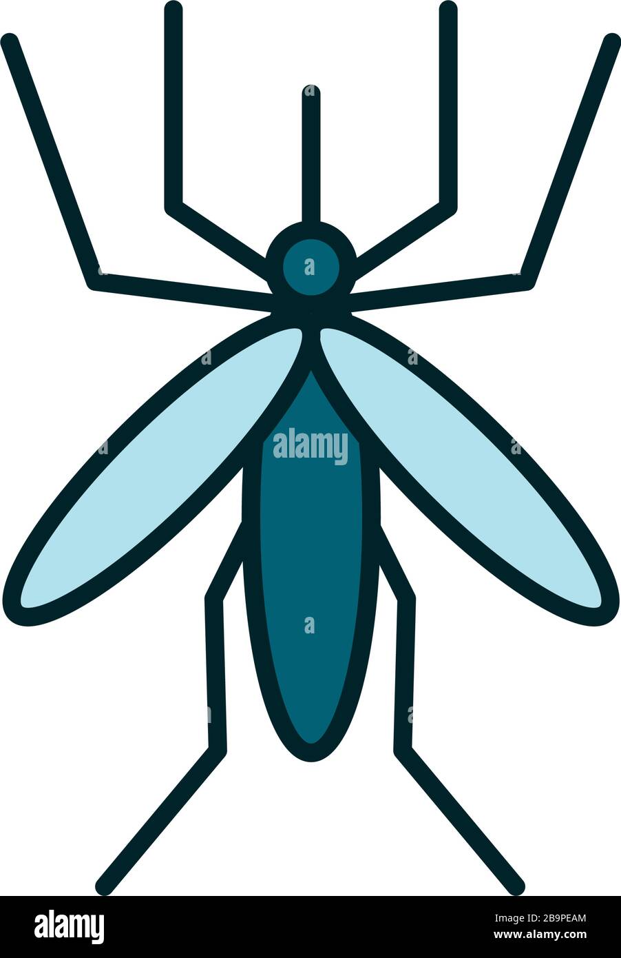 Mosquito line and fill style icon design, Virus bacterium organism ...