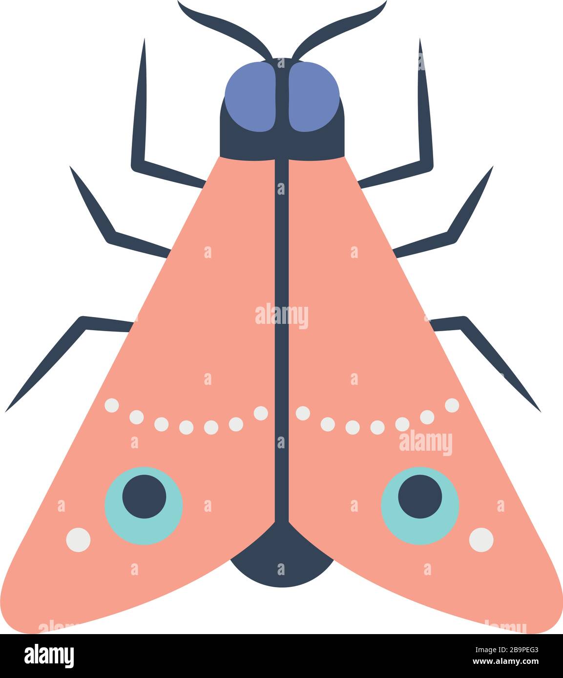 moth insect icon over white background, flat style, vector illustration ...