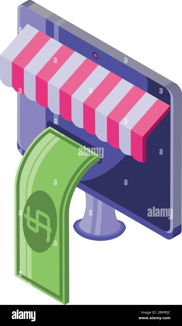 display with dollar bill on white background vector illustration design ...