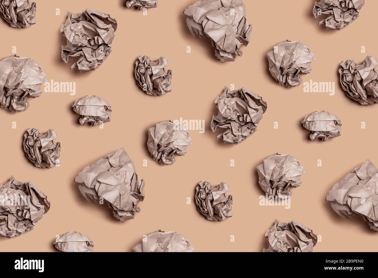 Pattern of crumpled lumps of wrapping paper, recyclable packaging Stock ...