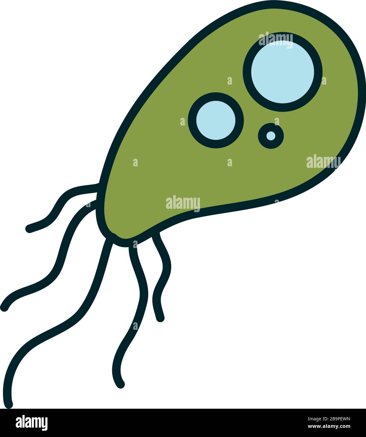 Virus with legs line and fill style icon design, Bacterium organism ...