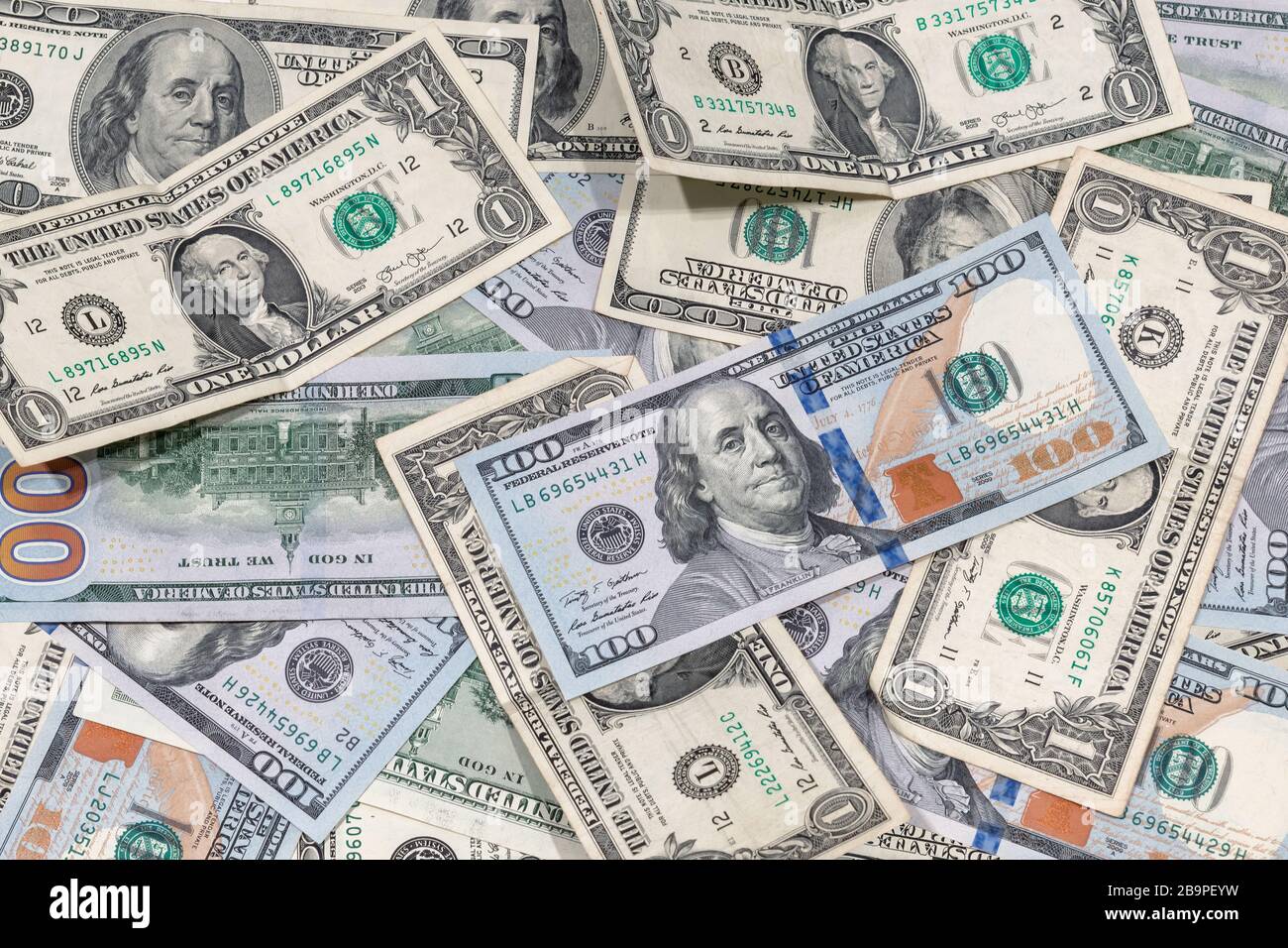 Closeup American dollars bills background. USD cash money Stock Photo ...