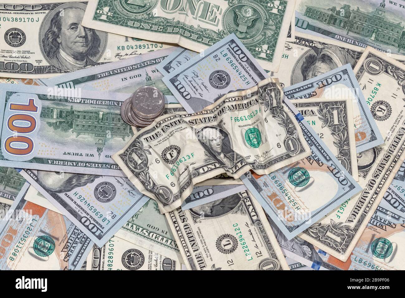 Closeup American dollars bills background. USD cash money Stock Photo ...