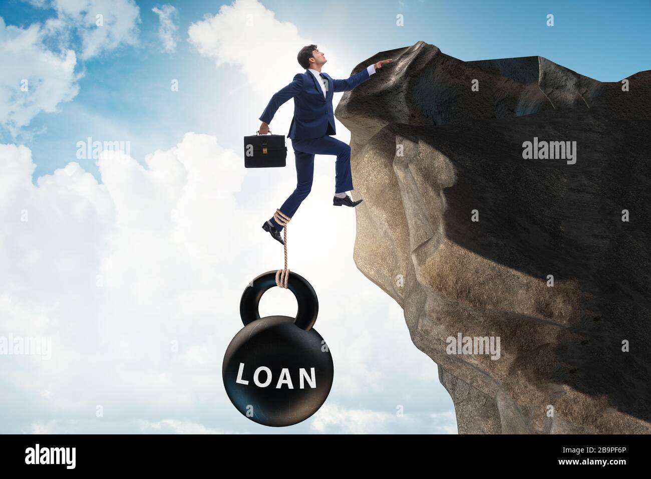 The concept of debt and load with businessman Stock Photo - Alamy