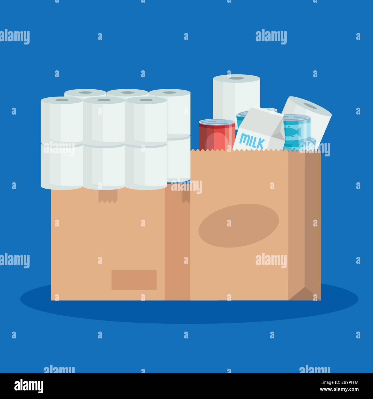 box carton and market groceries icons Stock Vector Image & Art - Alamy