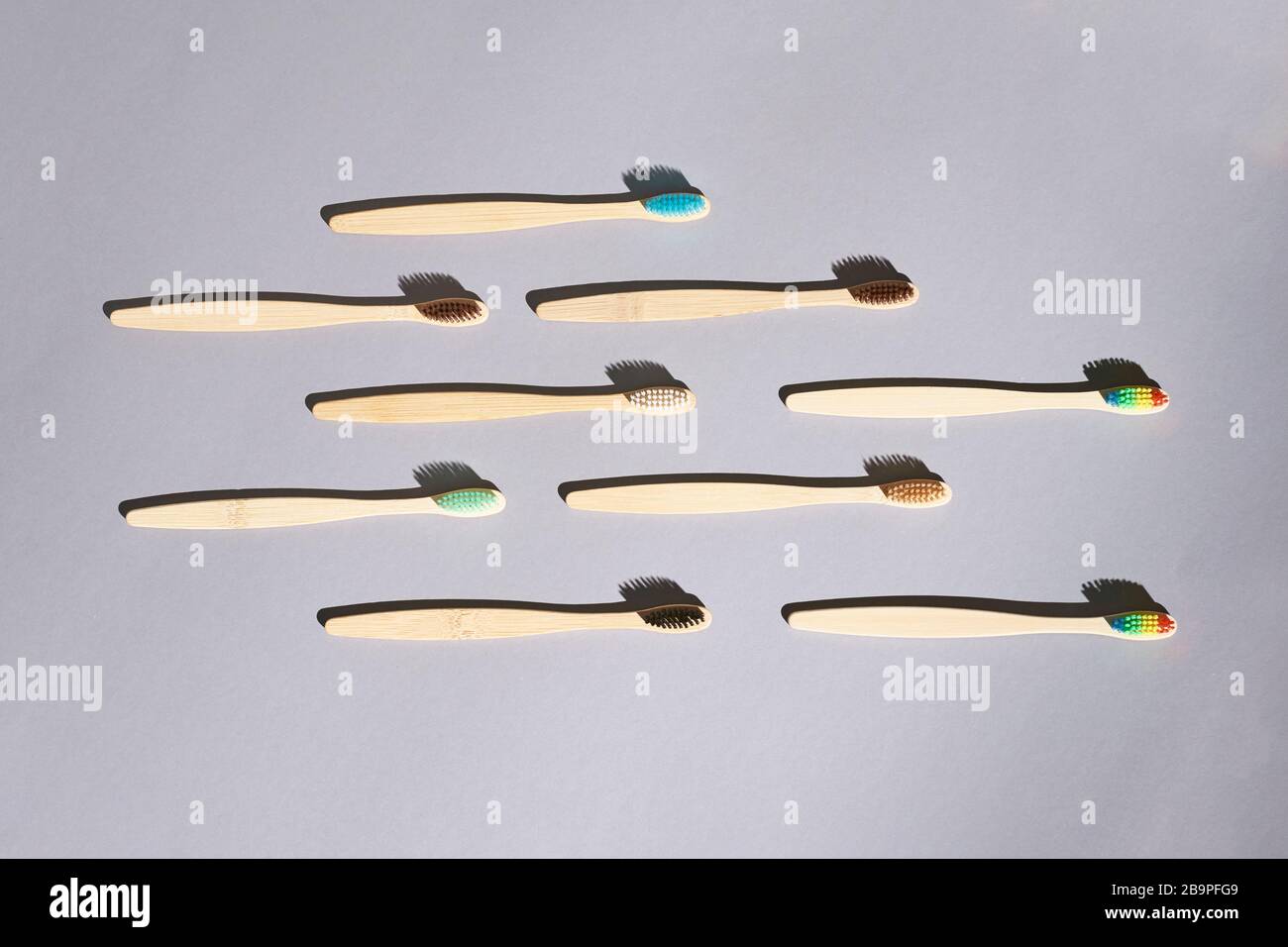 Set of bamboo toothbrushes. Different color Stock Photo - Alamy