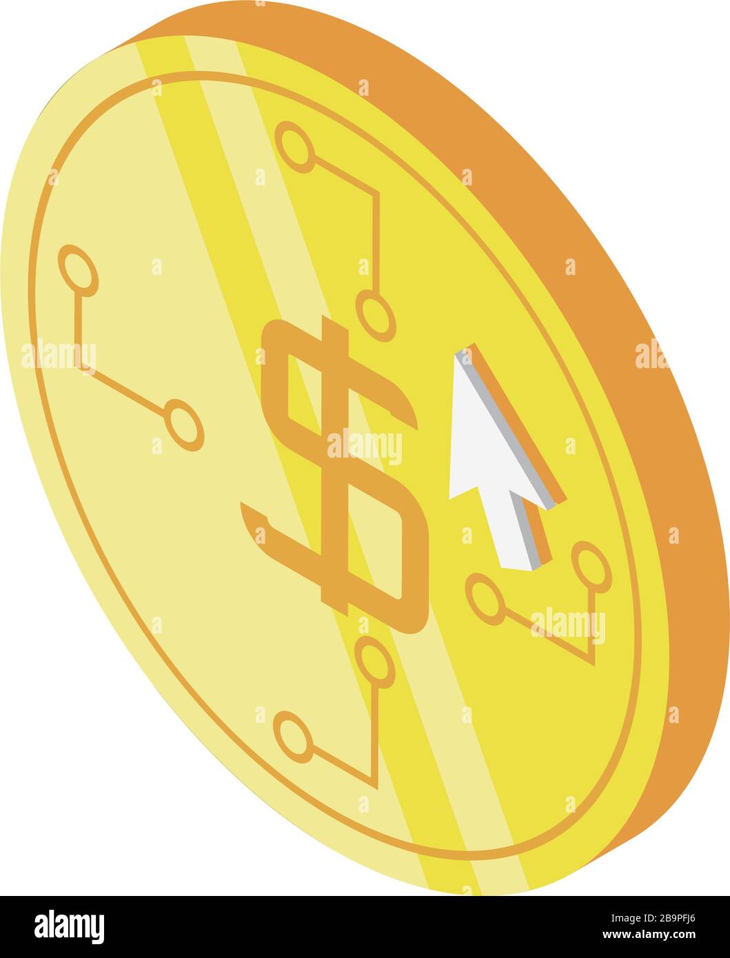 dollar coin with mouse cursor on white background vector illustration ...
