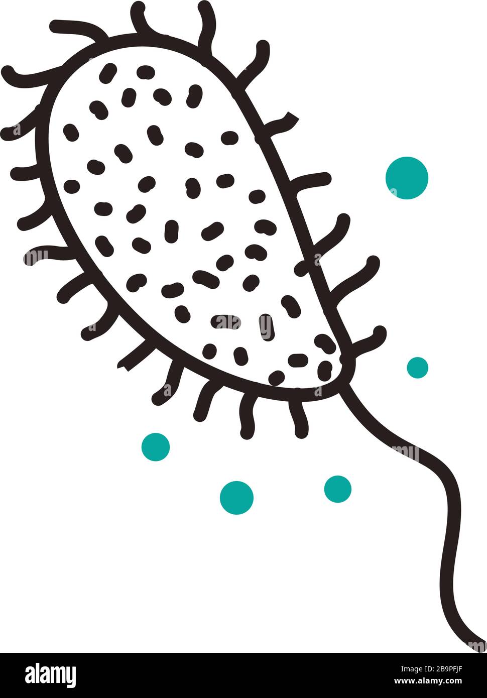 Virus with legs half line half color style icon design, Bacterium ...