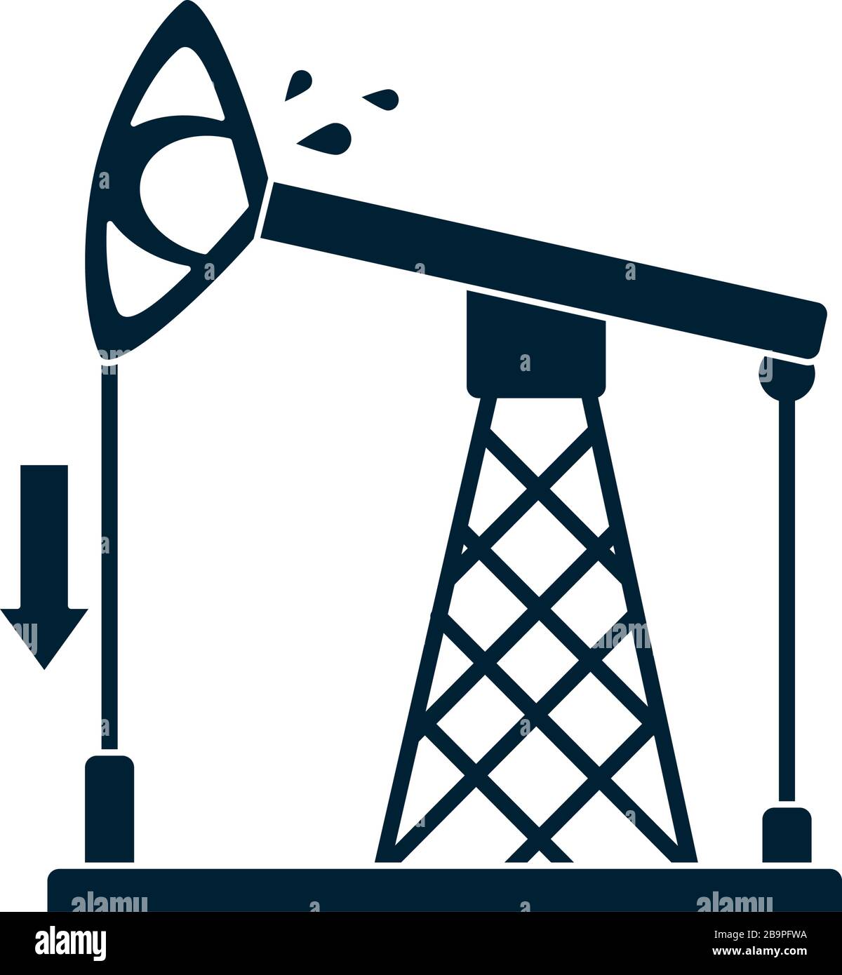 arrow down and oil pump icon over white background, silhouette style, vector illustration Stock ...