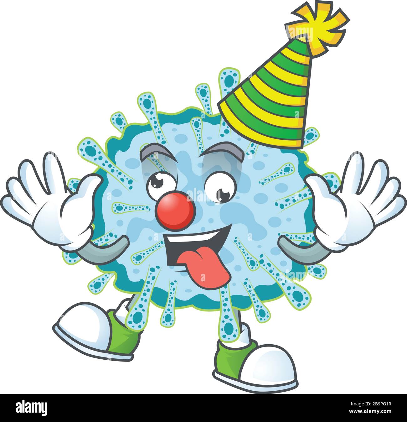 Cute and Funny Clown coronavirus illness presented in cartoon character ...