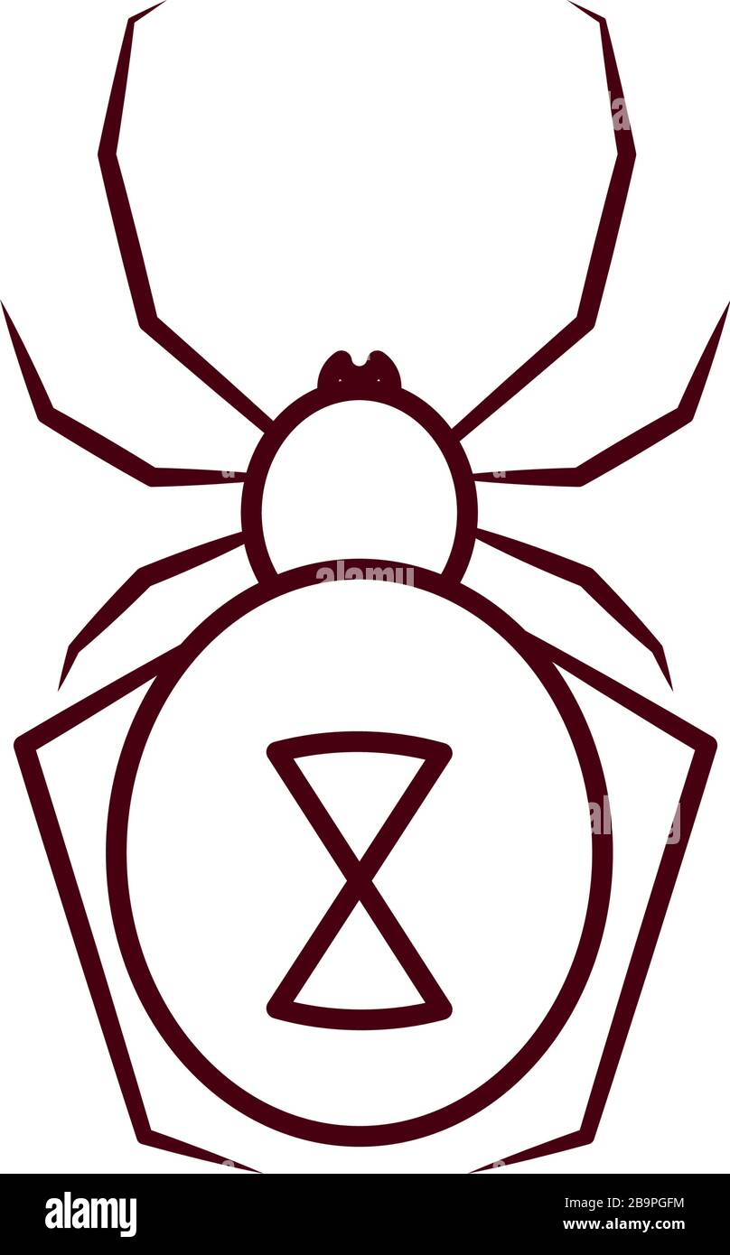 black widow spider icon over white background, line style, vector ...